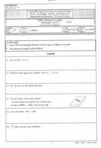 2018 Grade 07 Mathematics Third Term Test Paper | Western Province