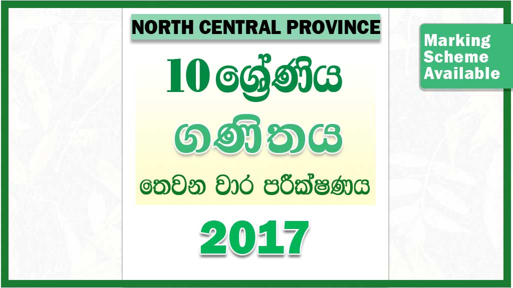 2017 Grade 10 Mathematics Third Term Test Paper with Answers | North ...