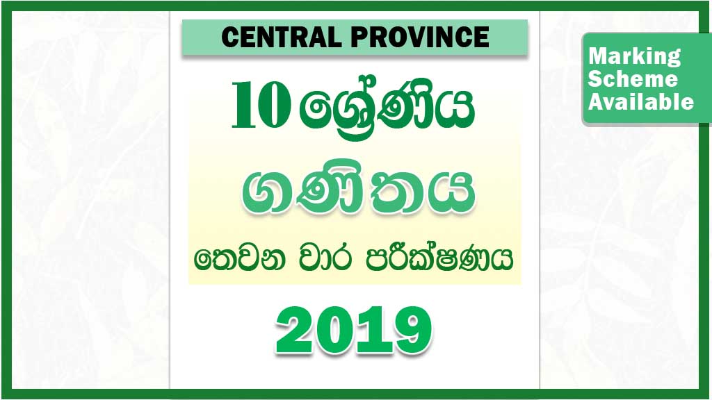 2019 Grade 10 Mathematics Third Term Test Paper with Answers | Central ...