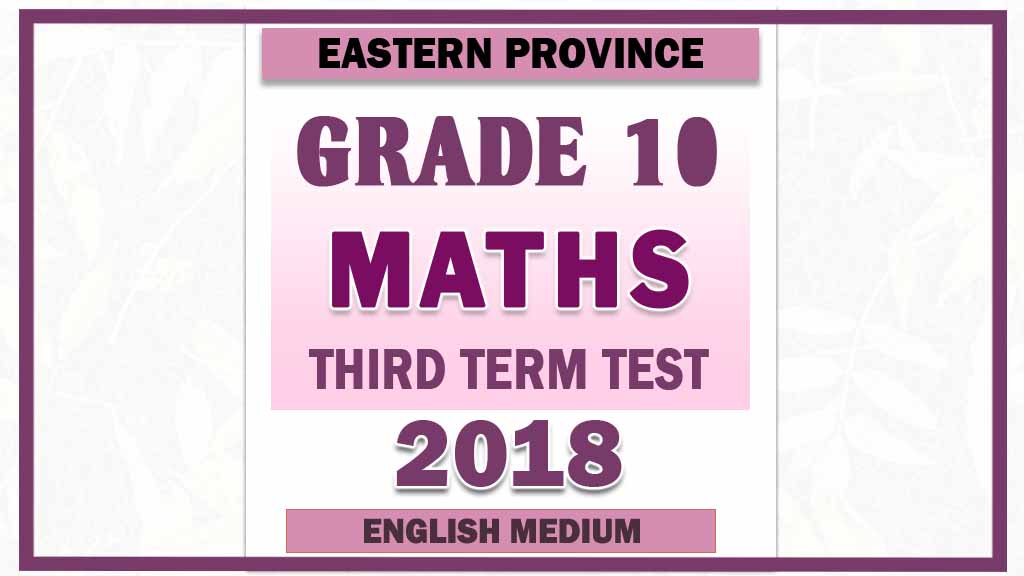 2018 Grade 10 Maths Third Term Paper | English Medium - Eastern Province